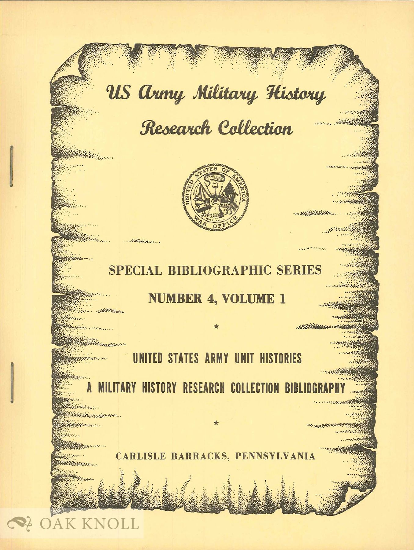 UNITED STATES ARMY UNIT HISTORIES by Pappas, George S.: stapled stiff ...