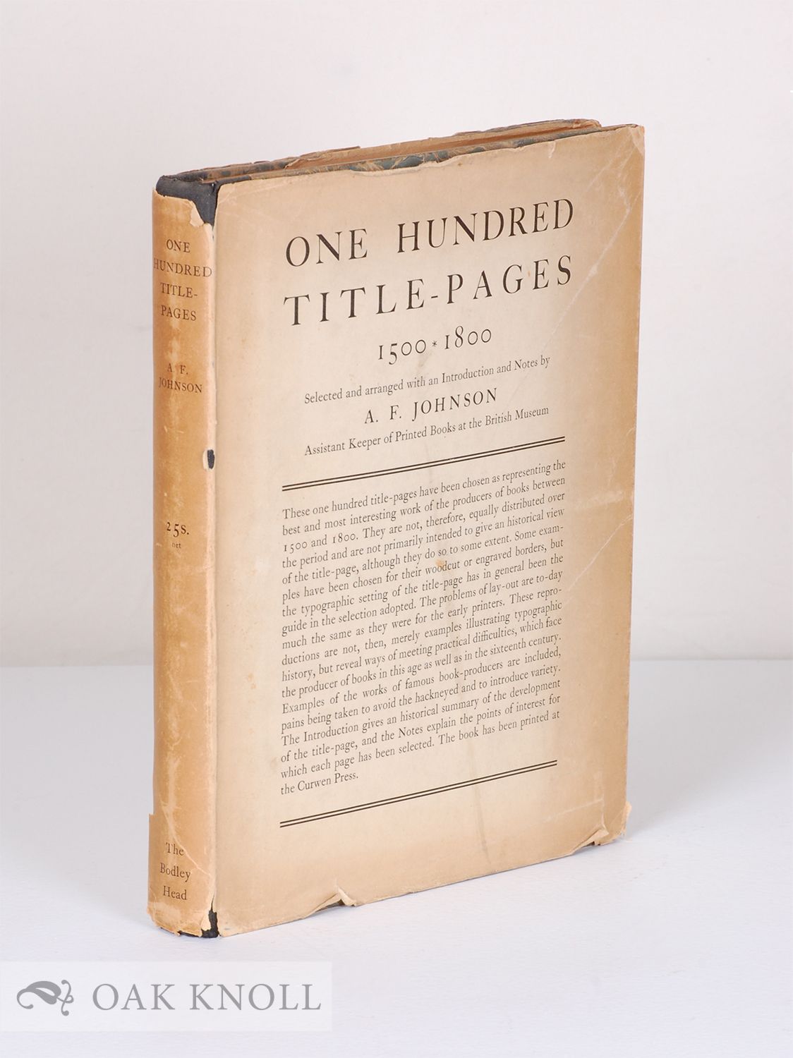 ONE HUNDRED TITLE-PAGES, 1500-1800, SELECTED AND ARRANGED WITH AN ...