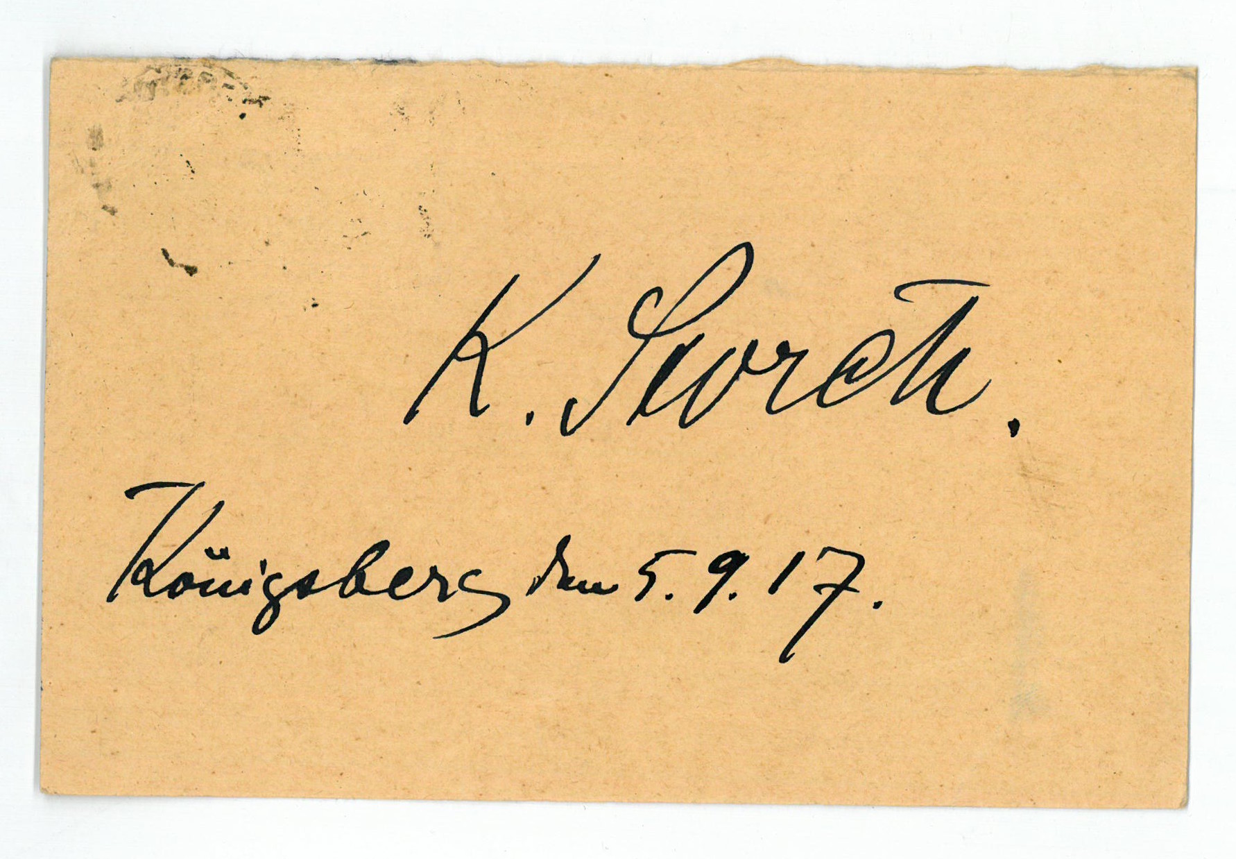 Autograph signature. by Storch, Karl, German painter (1864-1954 ...