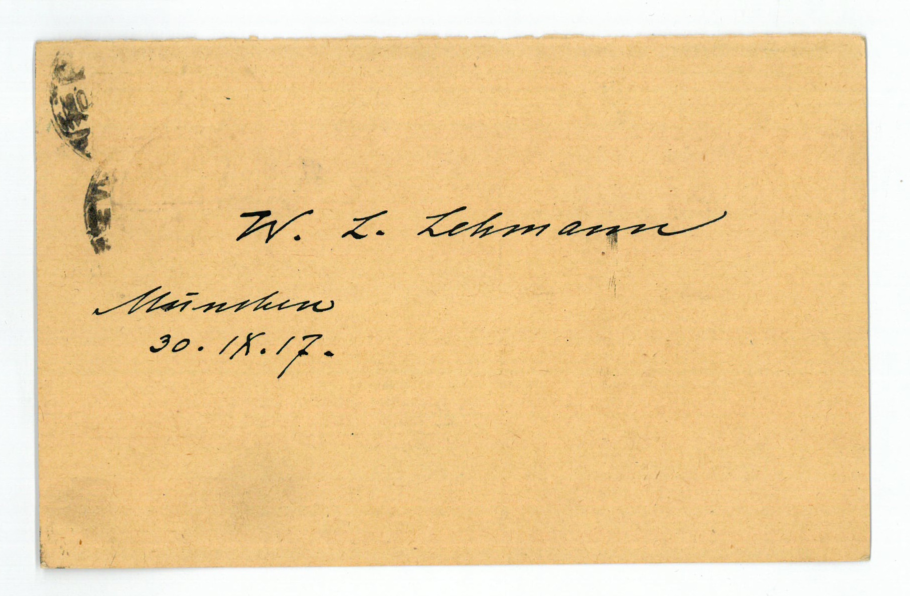 Autograph signature. by Lehmann, Wilhelm Ludwig, Swiss painter (1861 ...