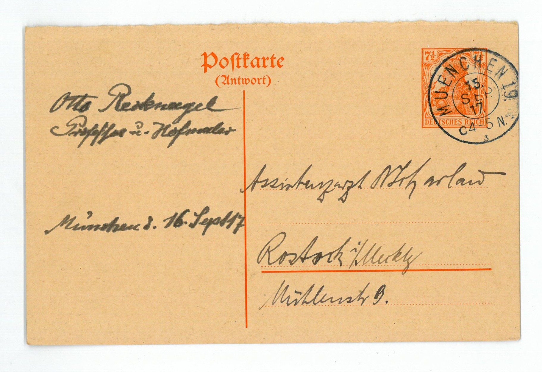 Autograph signature. by Recknagel, Otto, German painter (1845-1926 ...