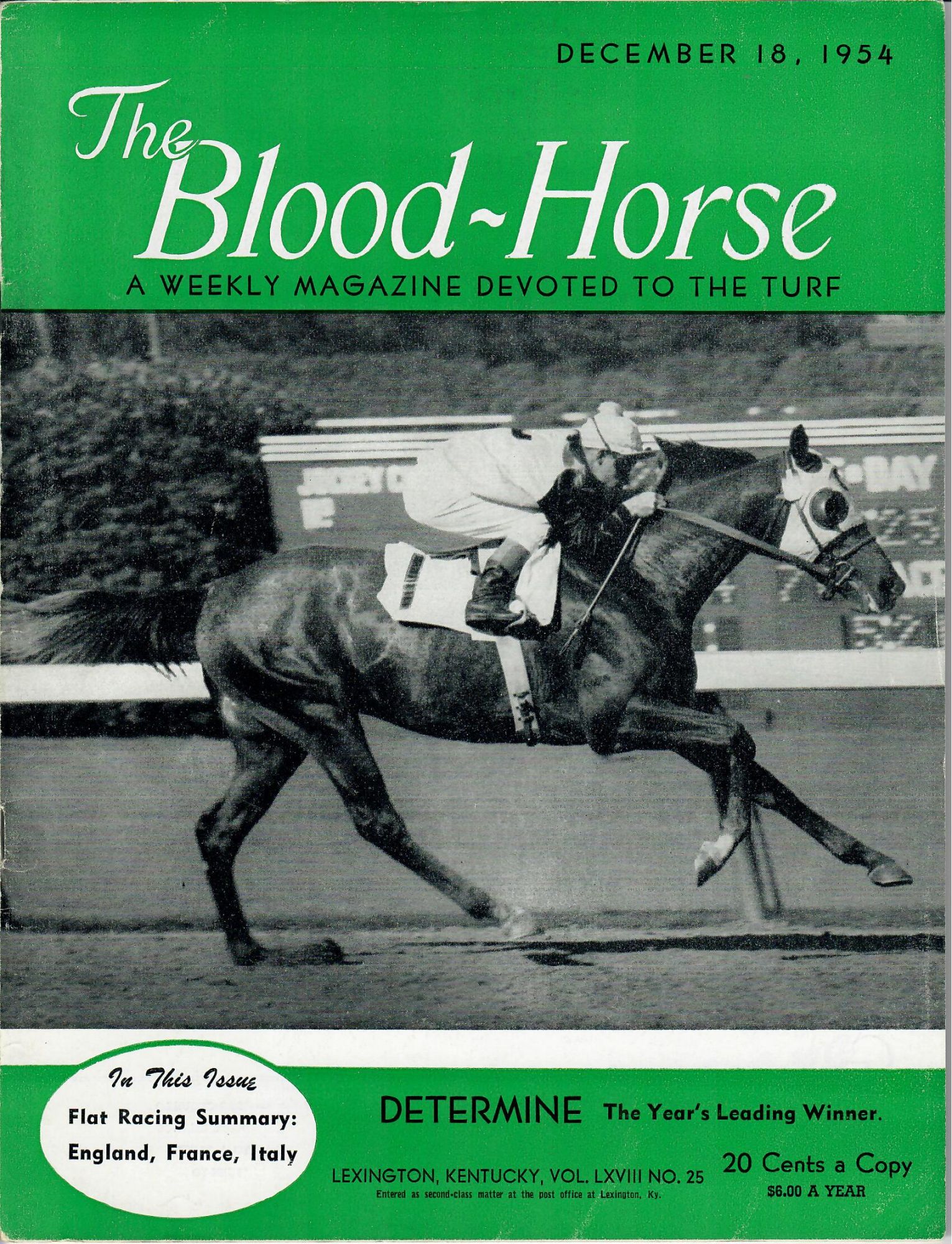 The Blood-Horse: May 8 and December 18, 1954 [Determine on covers] by ...