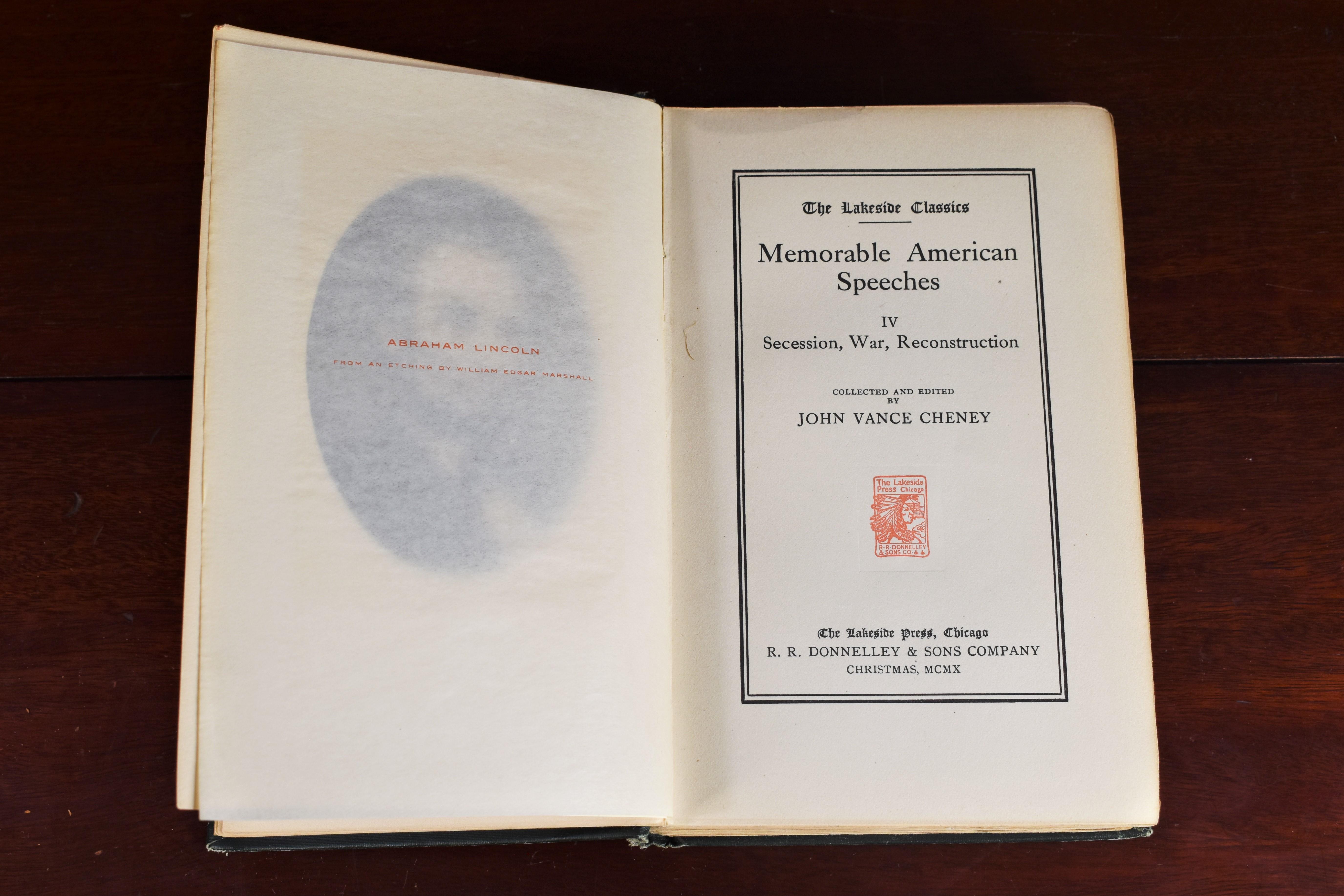 MEMORABLE AMERICAN SPEECHES IV: Secession, War, Reconstruction by John ...
