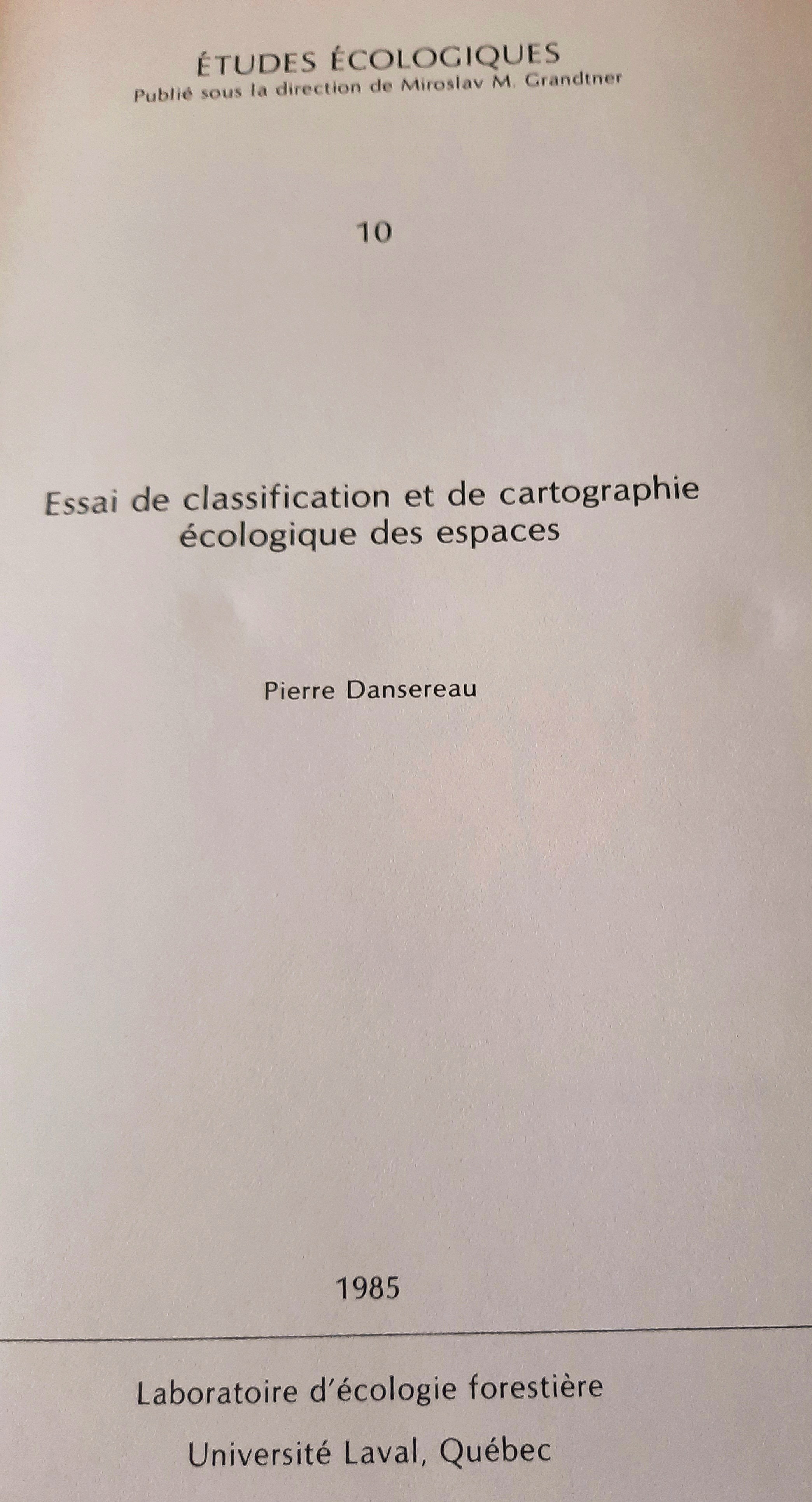 Essai de classification et de cartographie écologiques des espaces by ...