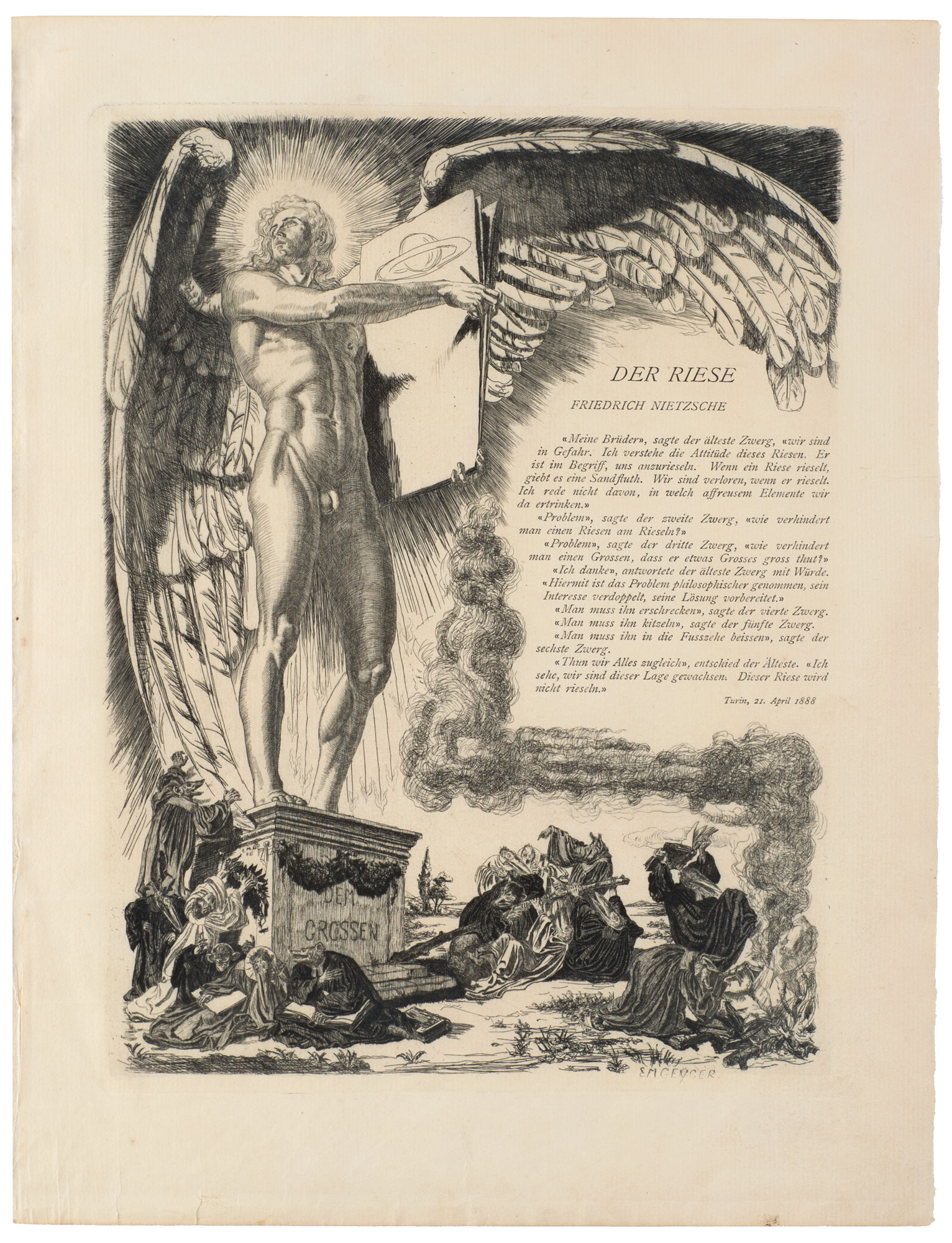 Illustration zu Friedrich Nietzsches Text: Der Riese, Turin 21. April ...