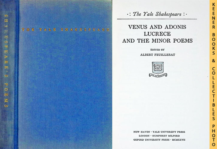 Venus And Adonis Lucrece And The Minor Poems: Shakespeare's Poems : The ...