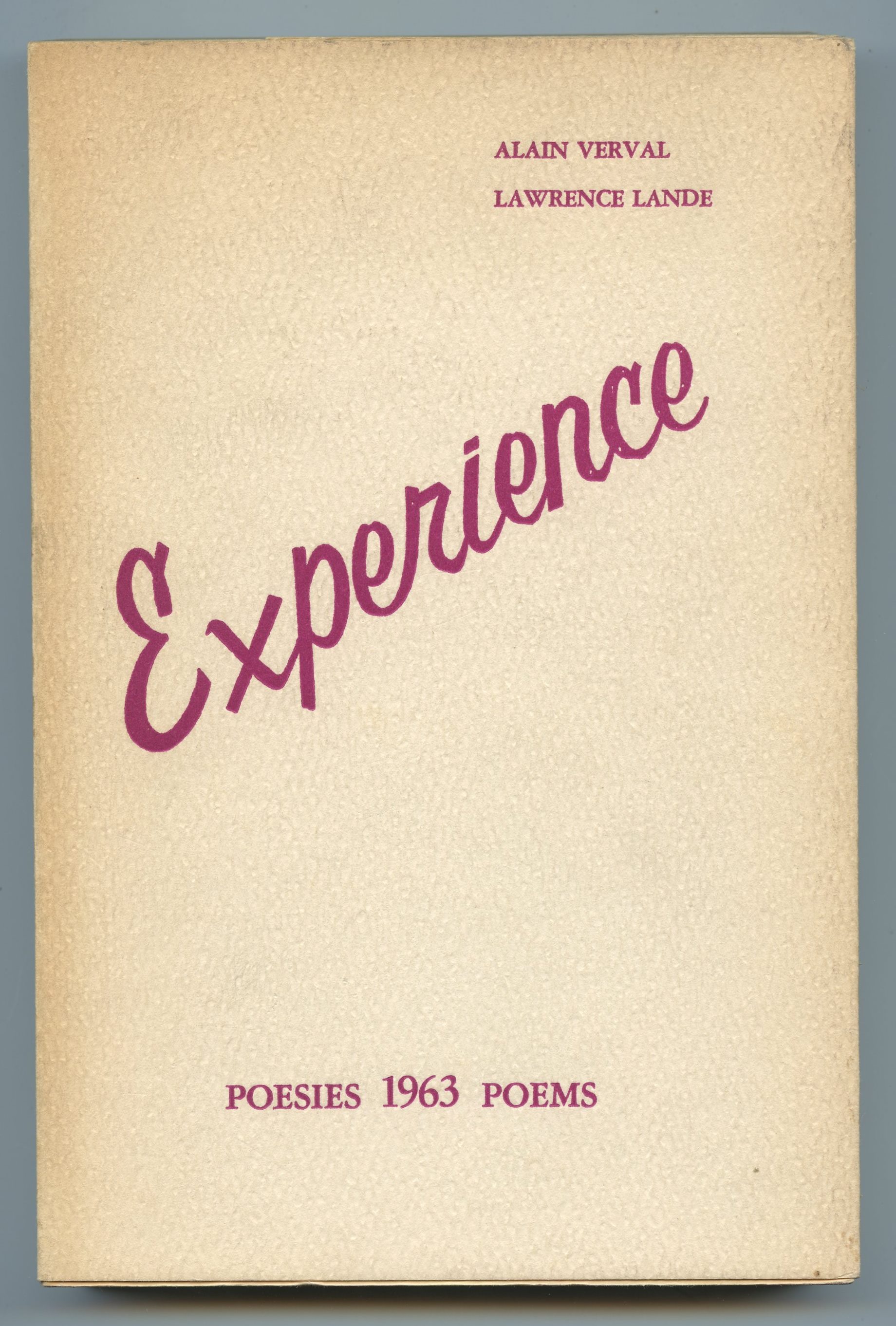 Experience: Poesies 1963 Poems by VERVAL, Alain; LANDE, Lawrence: Very ...
