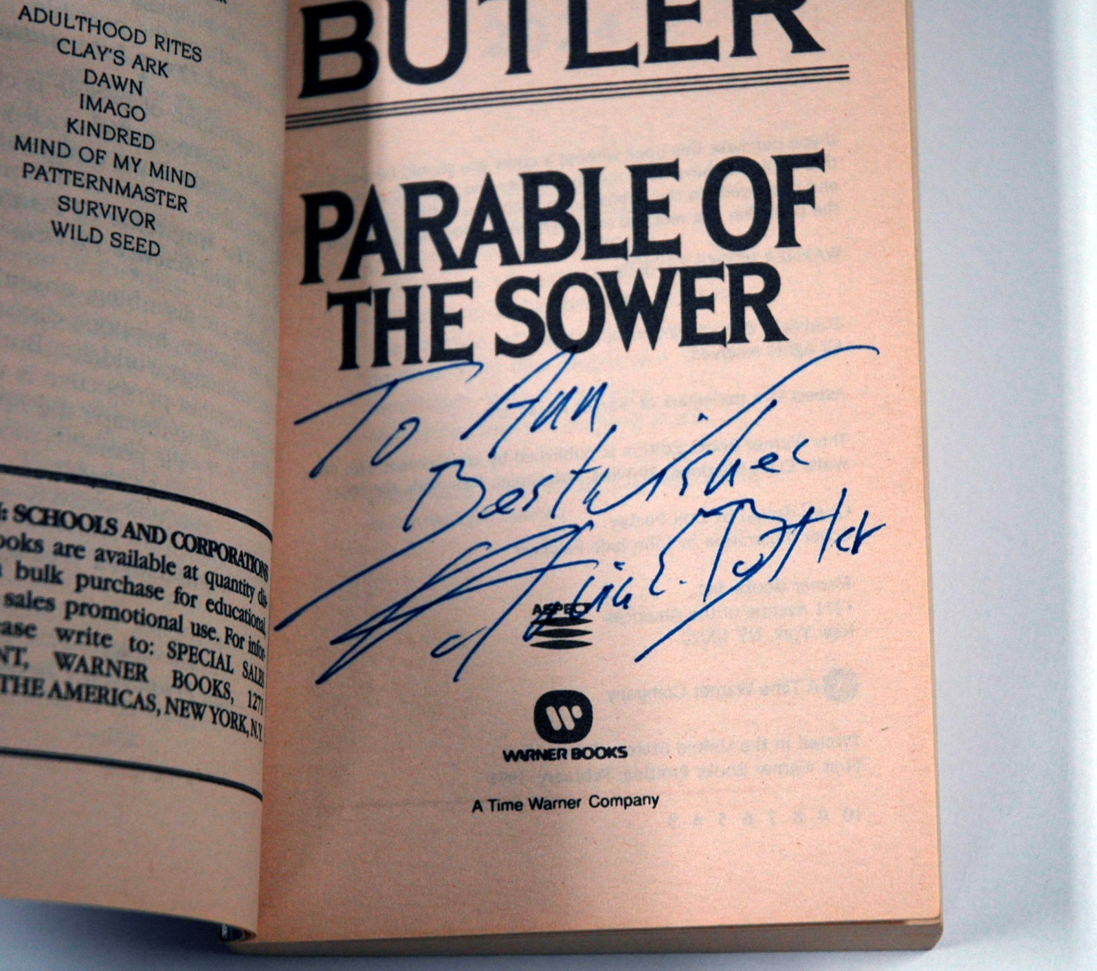 Parable of the Sower (Signed) by Butler, Octavia E.: Near Fine Soft ...
