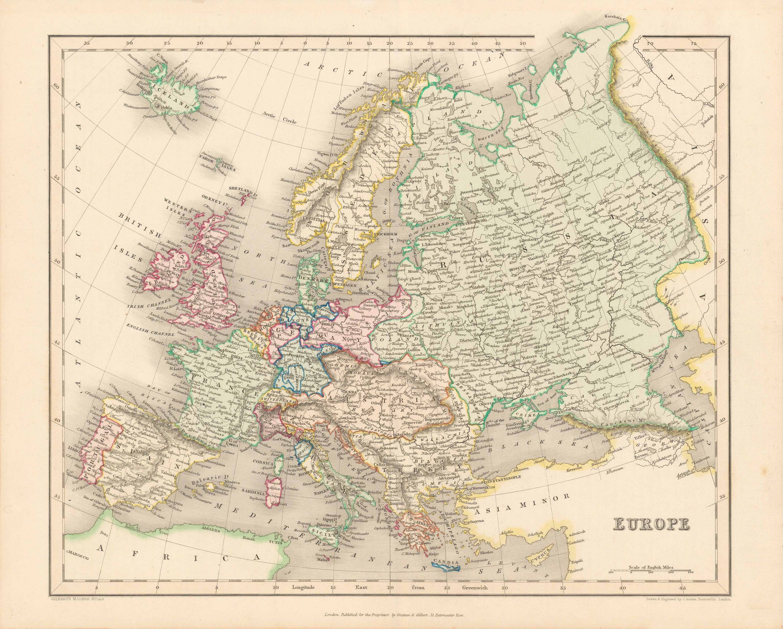 Gilbert's 1840 Map of Europe James Gilbert | Barnebys