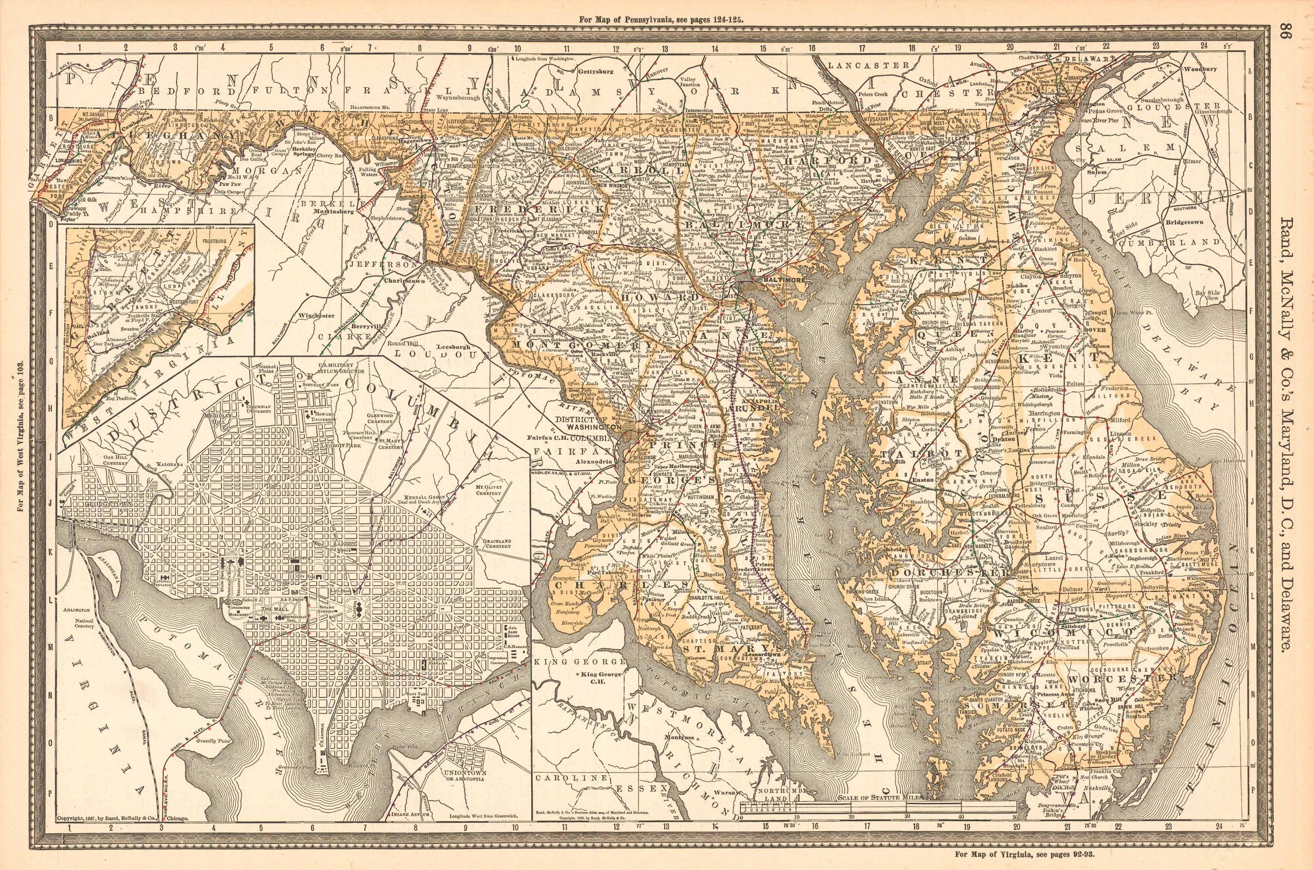McNally's 1891 Map of Maryland, D.C. and Delaware by Rand McNally & Co ...