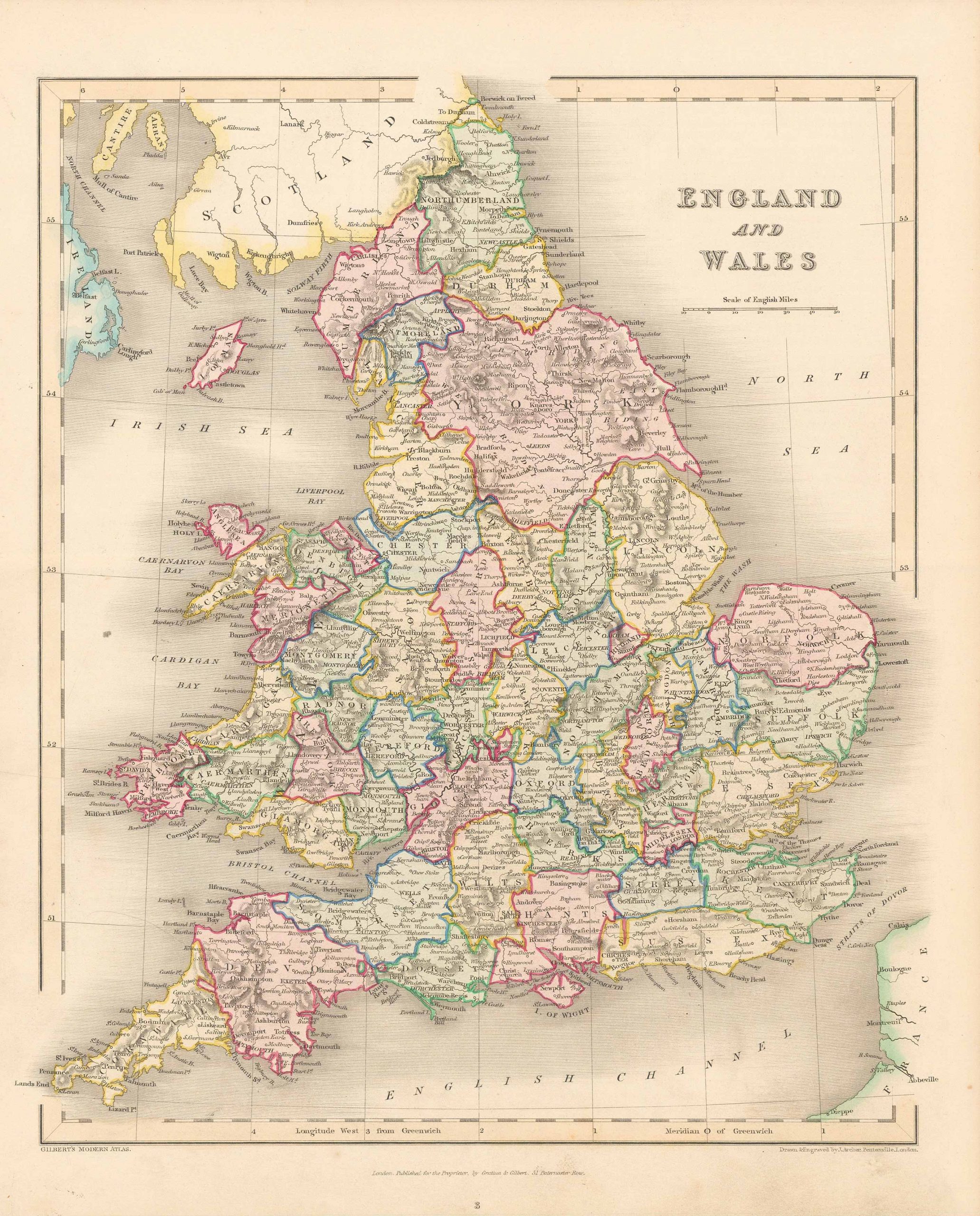 Gilbert's 1840 Map of England and Wales James Gilbert | Barnebys
