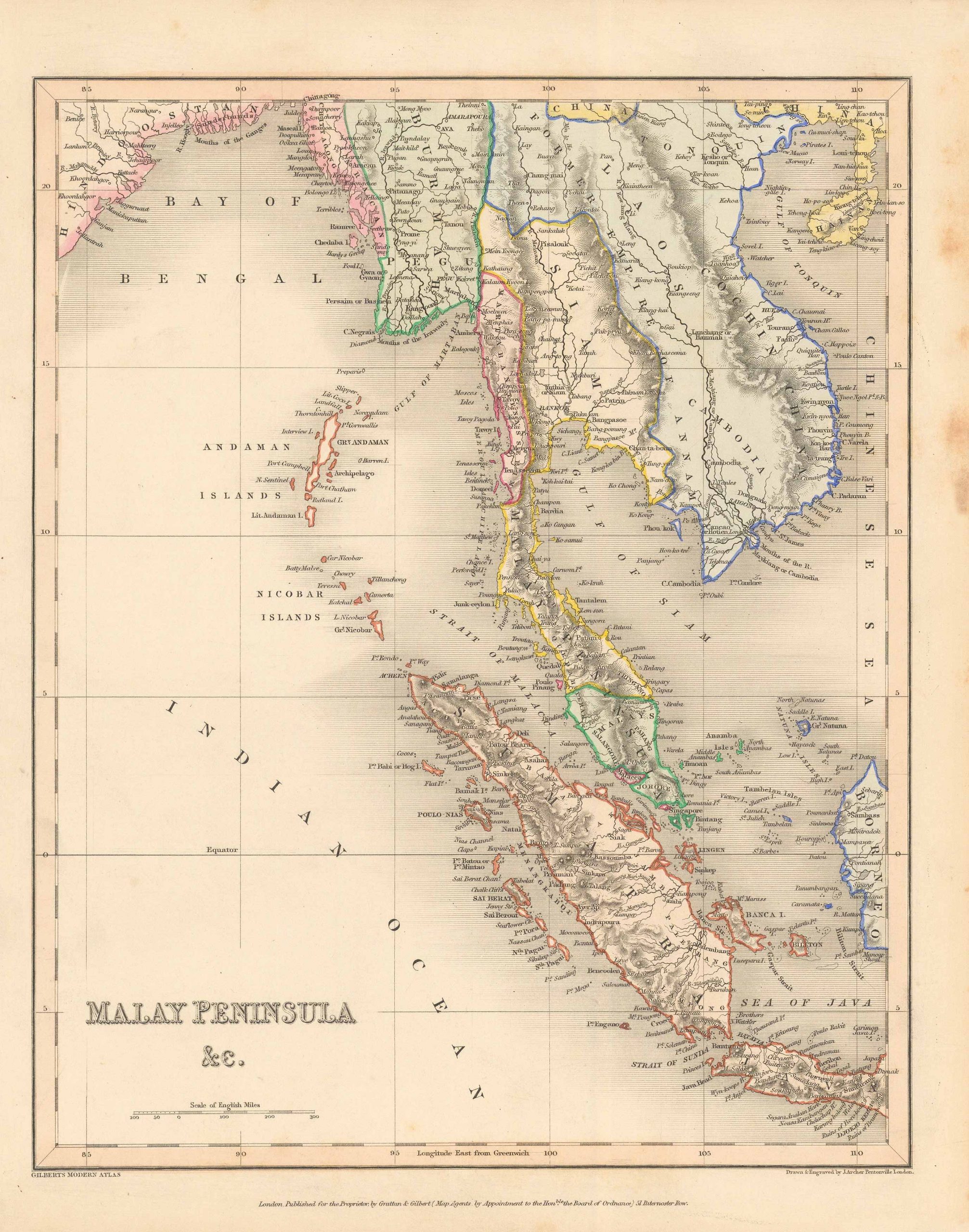 Gilbert's 1840 Map of Malay Peninsula James Gilbert | Barnebys