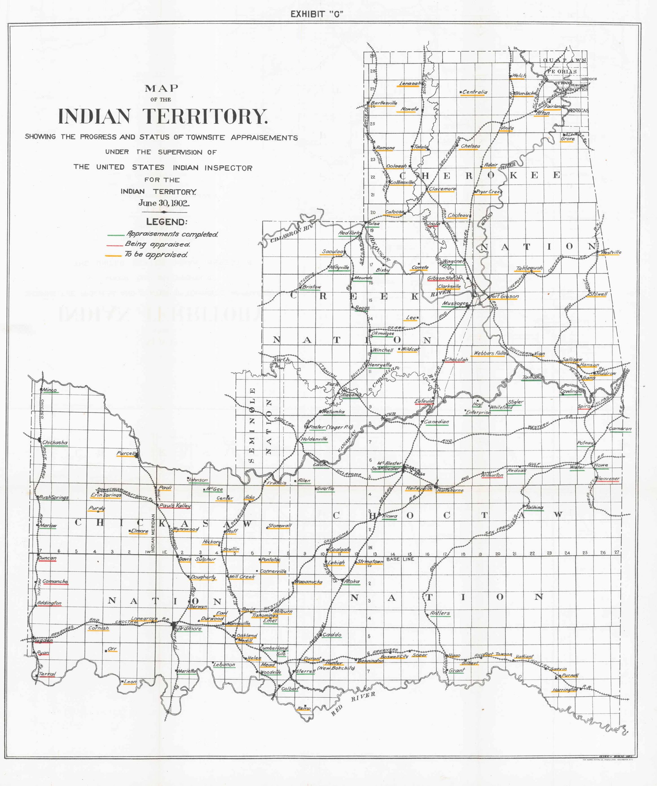 Map of the Indian Territory Showing the Progress and Status of Townsite ...