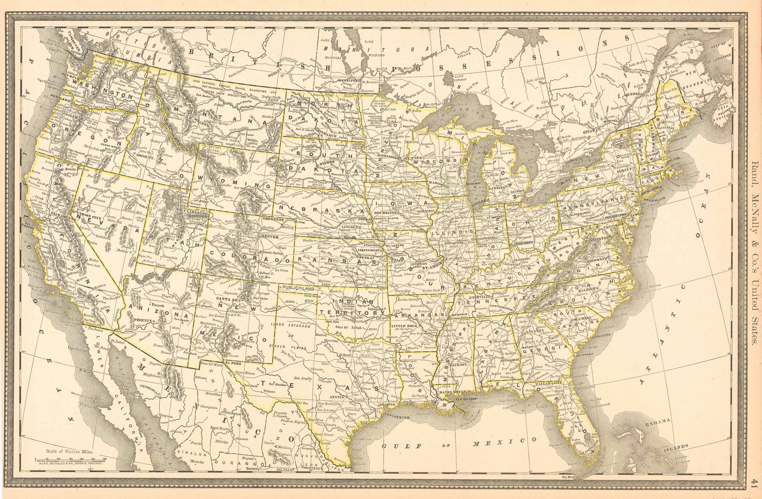 McNally's 1891 Map of United States by Rand McNally & Co.: (1891) | Art ...
