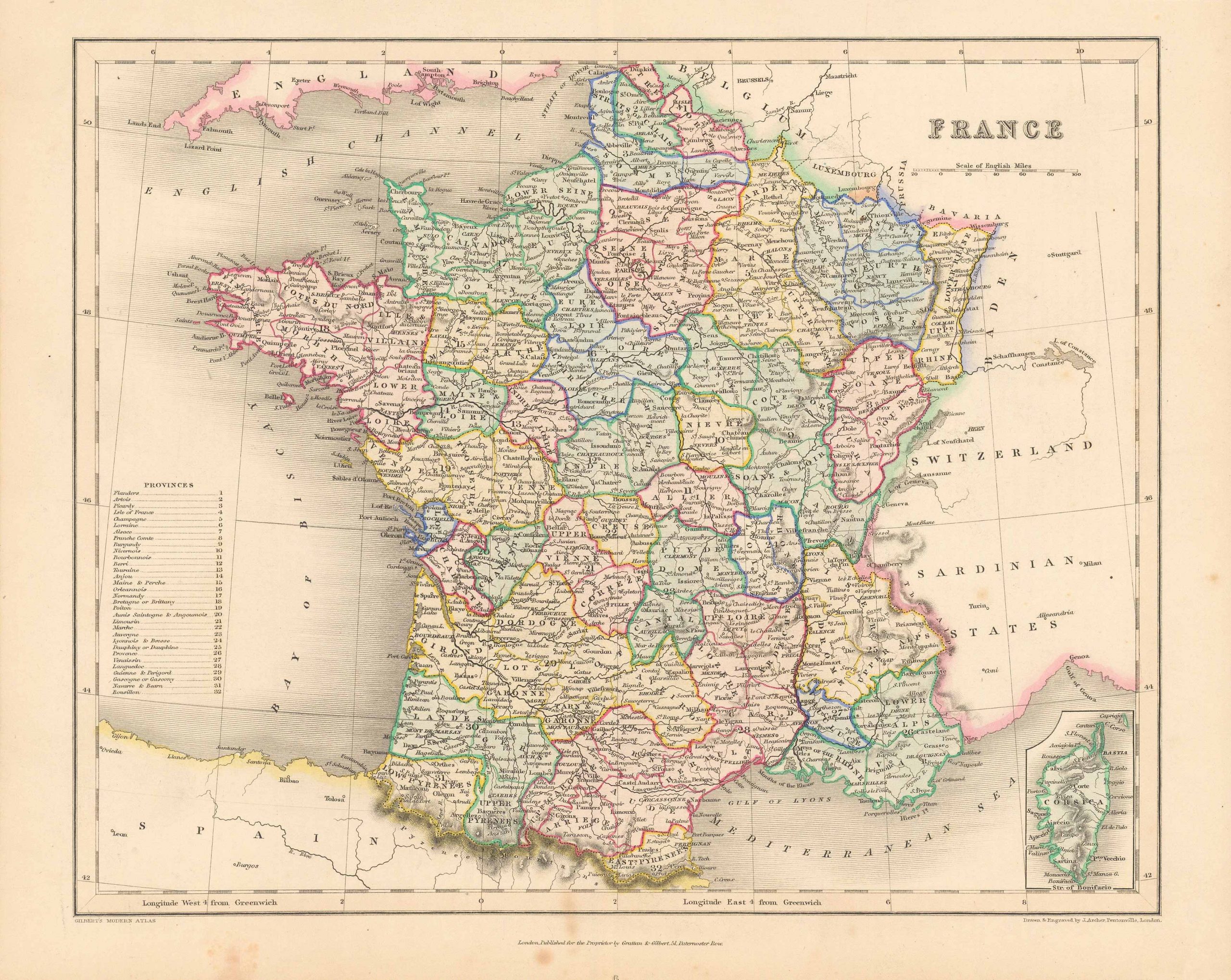 Gilbert's 1840 Map of France James Gilbert | Barnebys