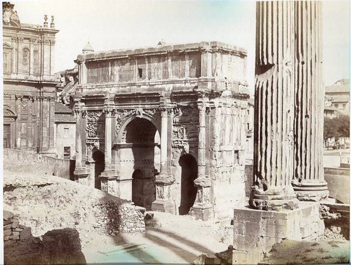 Septimius-Severus-Bogen (mit Säulen des Vespasianstempels) in Rom [Rome ...