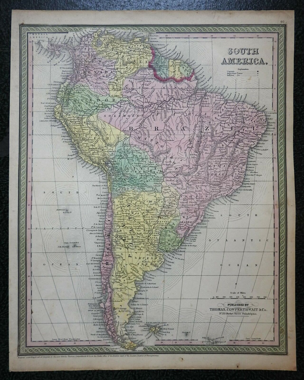South America Brazil Peru Chile Argentina Venezuela 1850 Cowperthwait ...