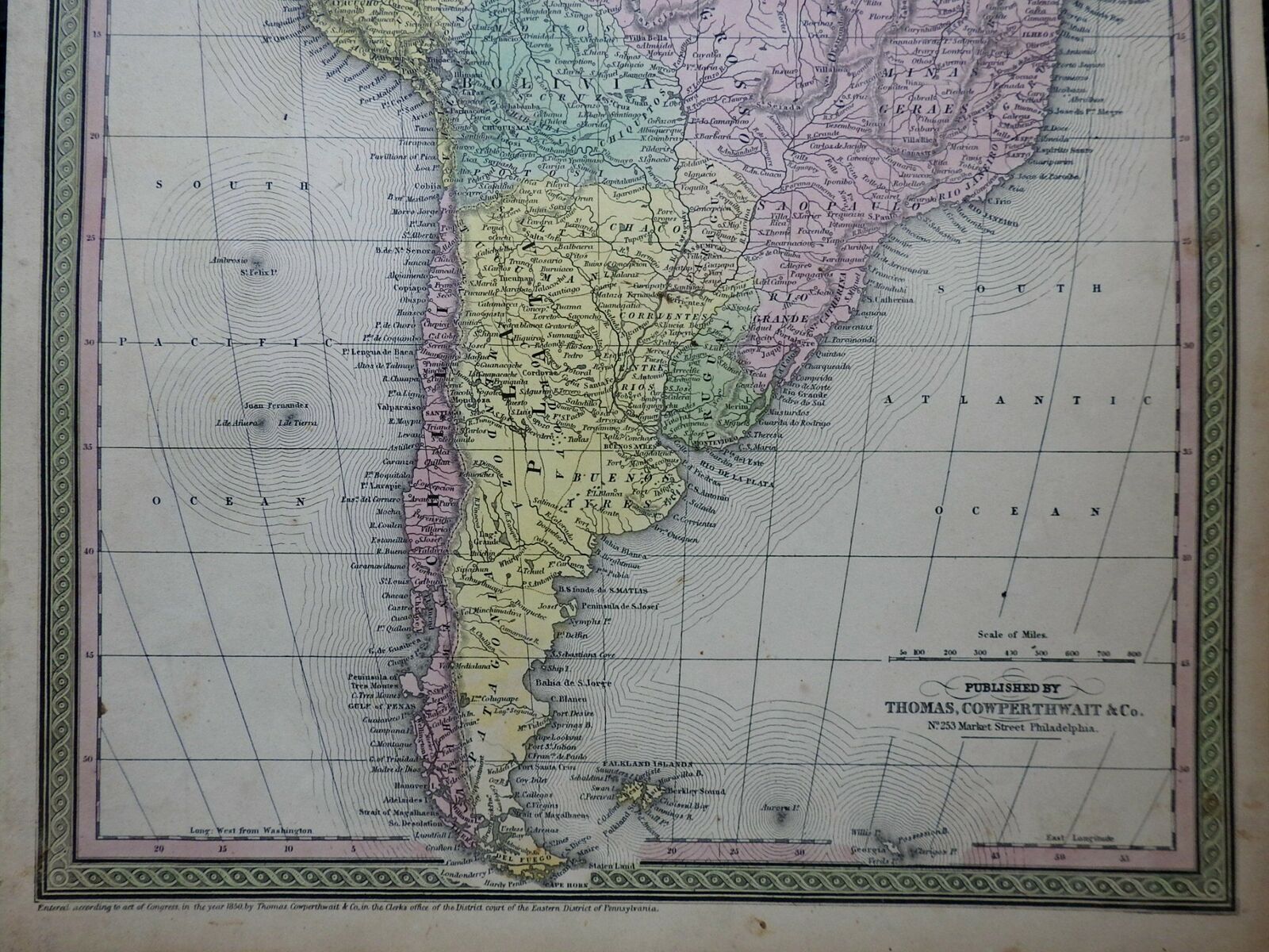 South America Brazil Peru Chile Argentina Venezuela 1850 Cowperthwait map: (1850) Map ...