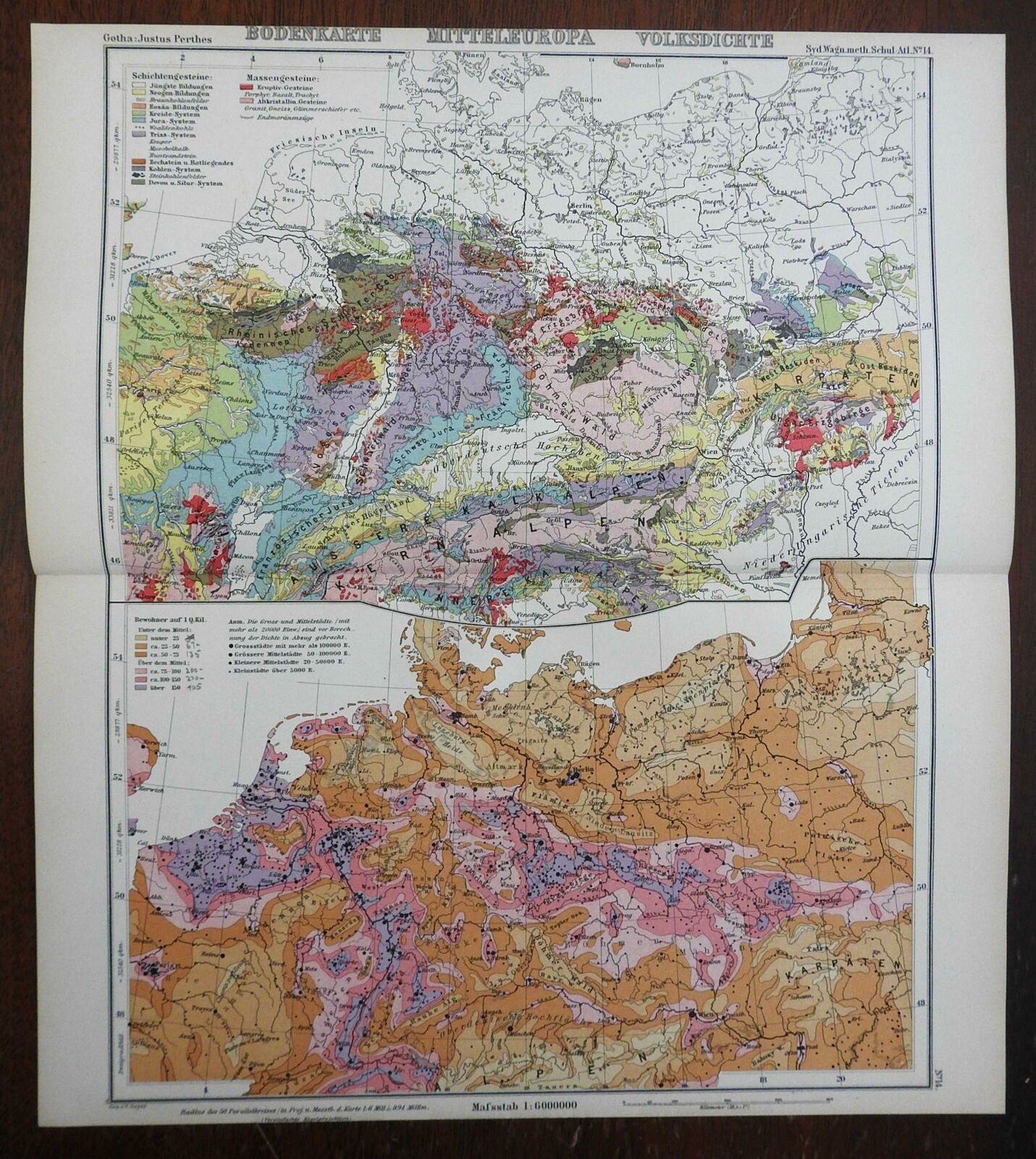 Geological Central Europe Population Density Germany Austria 1910 Geyer ...