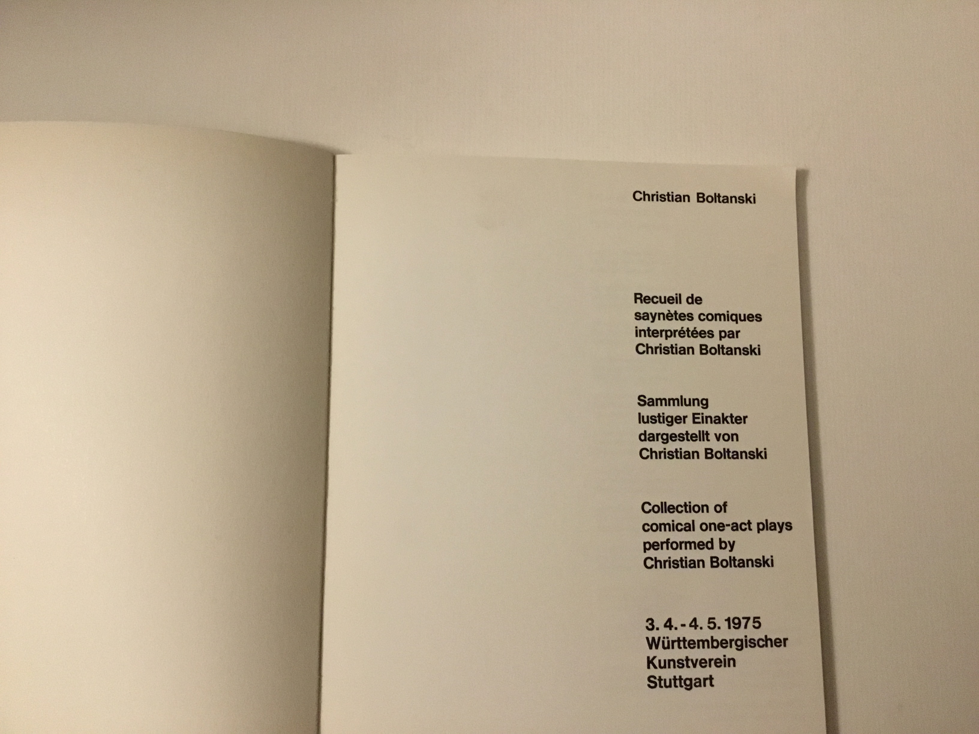 Christian Boltanski Recueil de saynetes comiques interpretees par ...