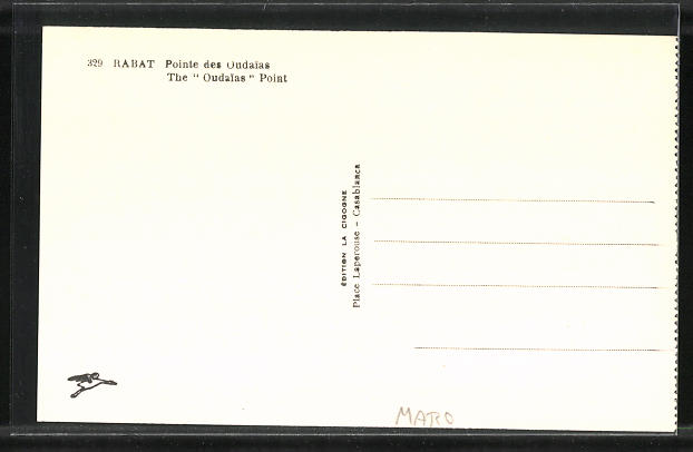 Ansichtskarte Rabat, Pointe des Oudaias, The Oudaias Point: Manuskript ...