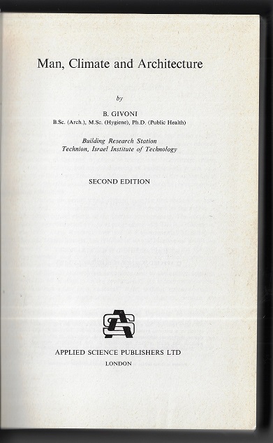 Man, Climate and Architecture (Second Edition) by Givoni, B.: Near Fine ...