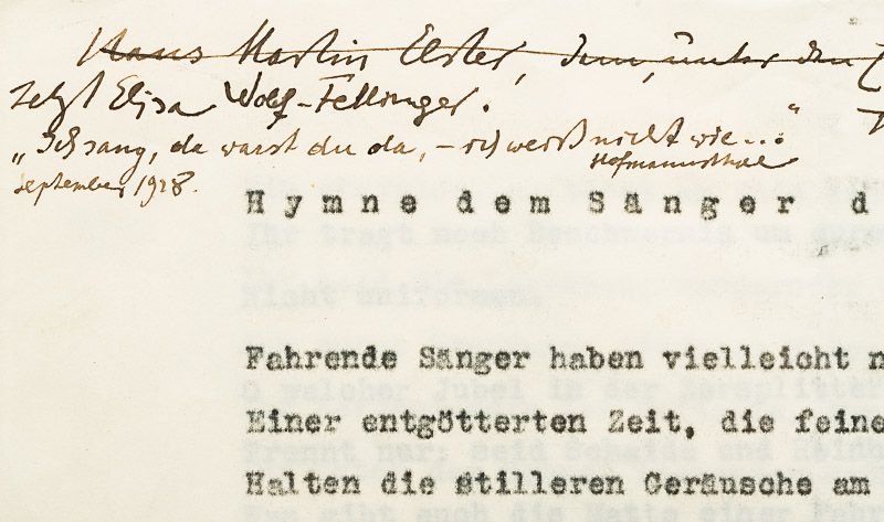 Elegien und Oden. [Mit gewidmetem, signiertem Gedicht-Typoskript an ...