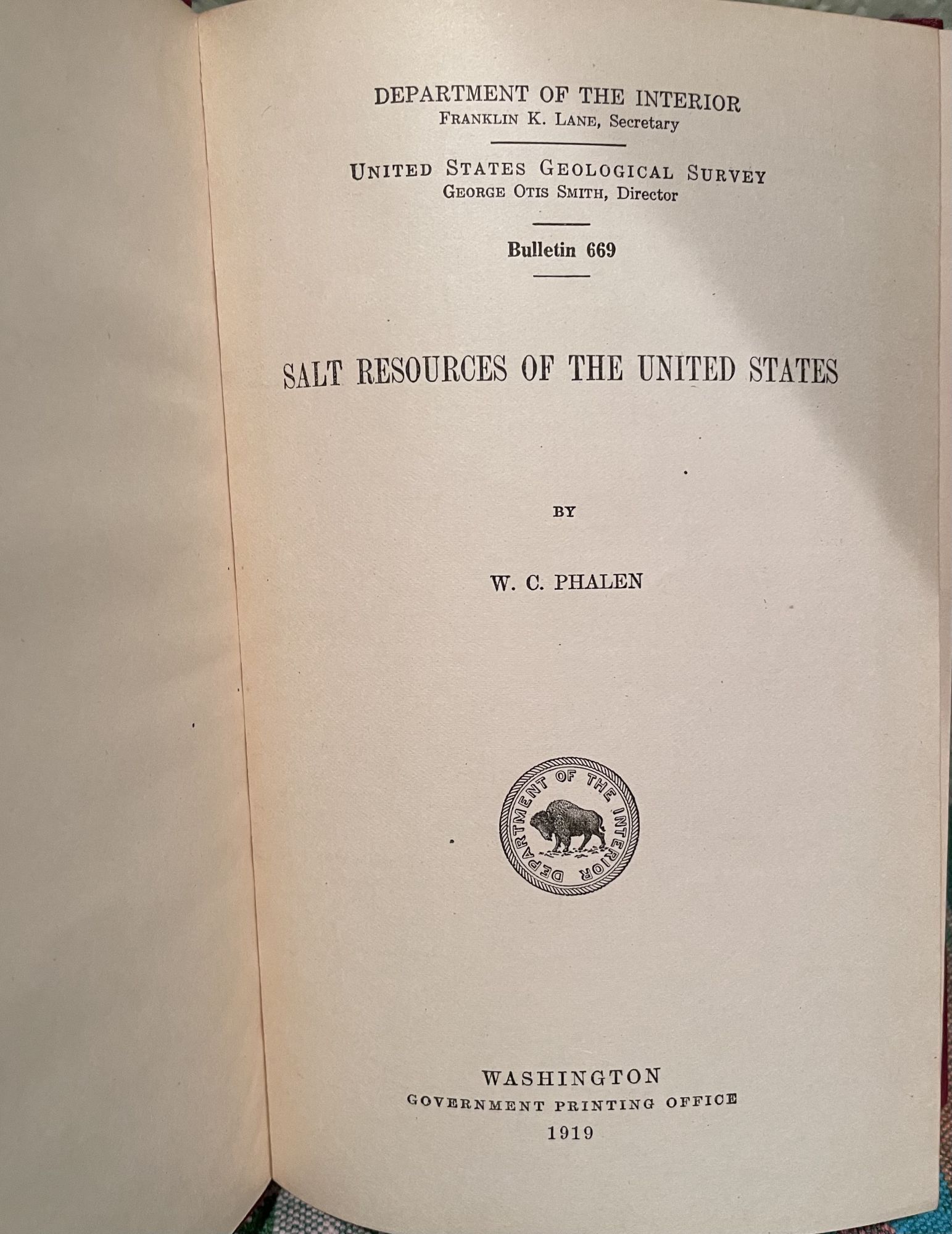 Salt Resources of the United States by Phalen, W. C.: Very Good with no ...