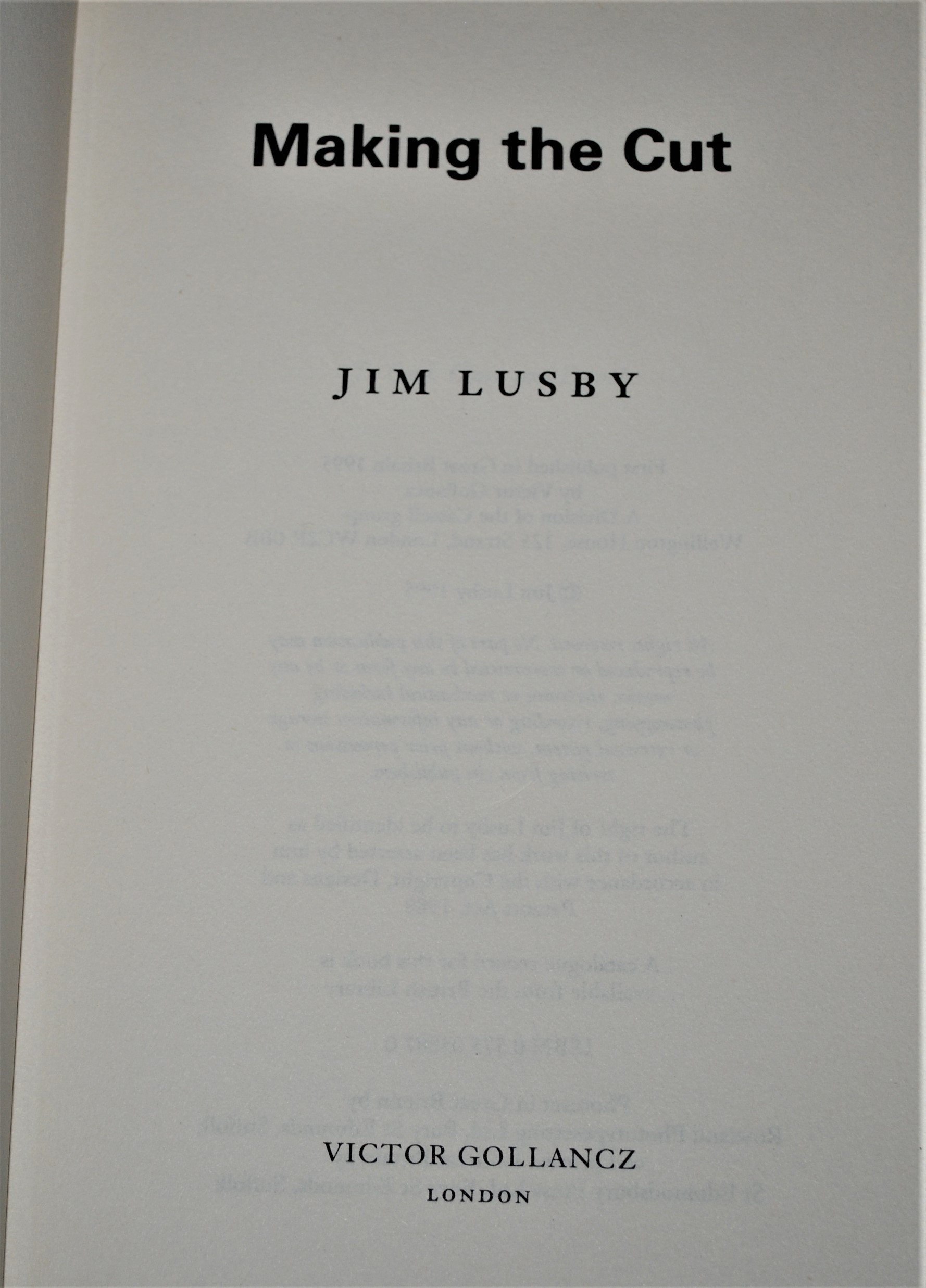MAKING THE CUT by JIM LUSBY: As New Hardcover (1995) 1st Edition | O ...