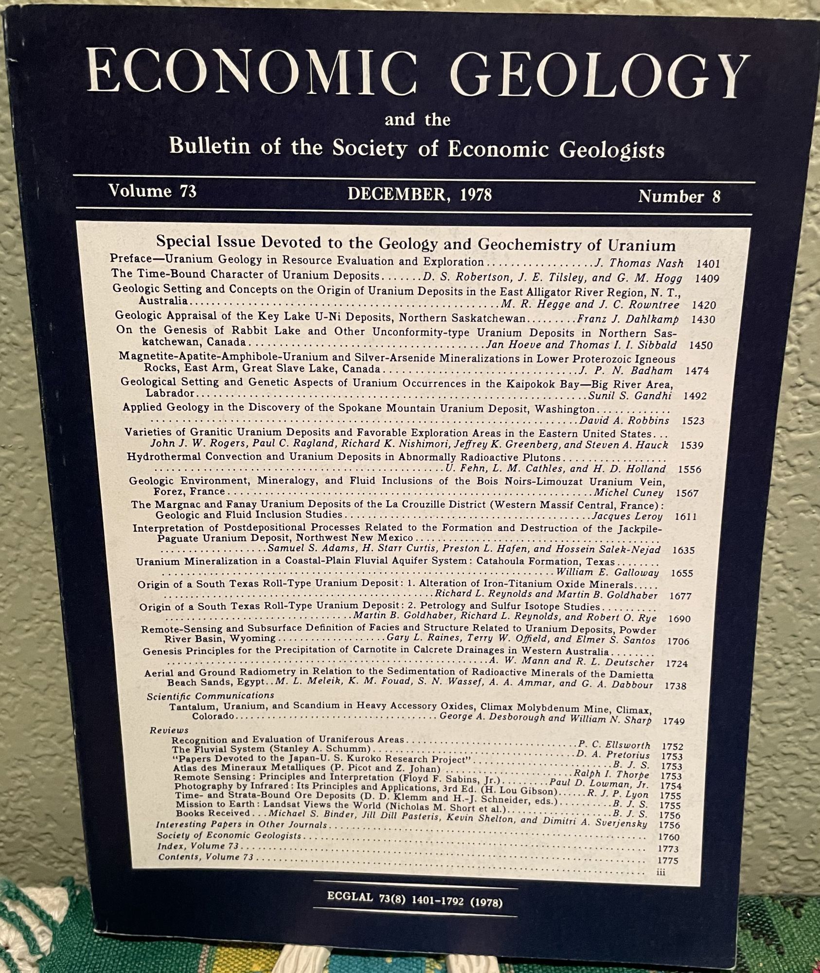 ECONOMIC GEOLOGY - A SPECIAL ISSUE DEVOTED TO GEOLOGY AND GEOCHEMISTRY ...