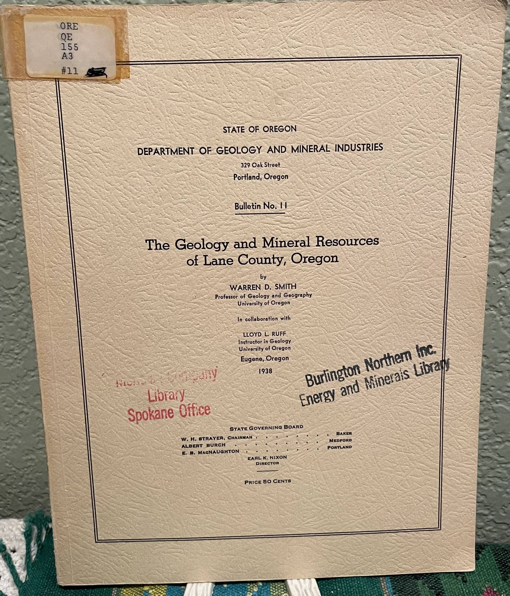 The Geology and Mineral Resources of Lane County, Oregon by Smith, W. D ...