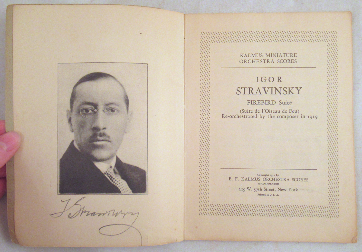 Igor Stravinsky Signed Fire-Bird Suite Score by Stravinsky, Igor ...