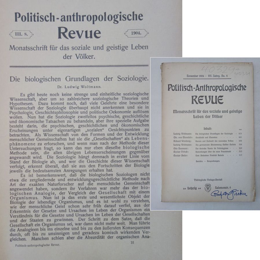 Politisch-anthropologische Revue. Monatsschrift für das soziale und ...