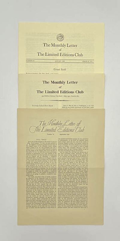 Monthly Letters of the Limited Editions Club: Loose sheets (1931) First ...