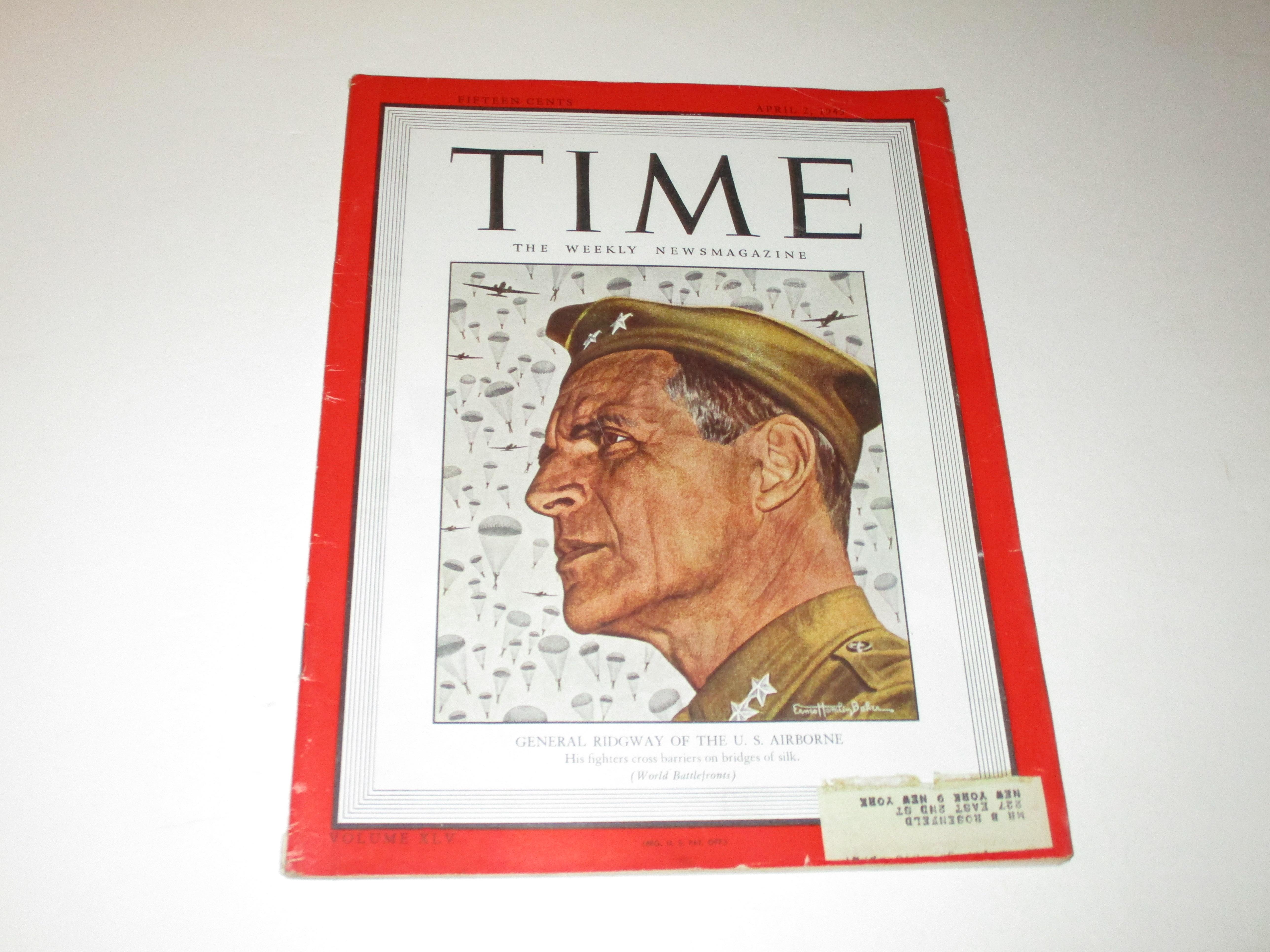 April 2,1945 Time Magazine: General Ridgway of the U.S.Airborne - Field ...