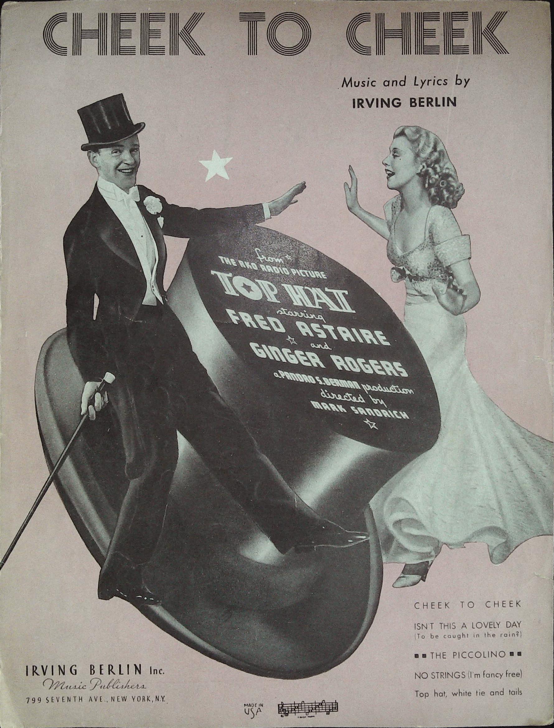 Top Hat Sheet Music 1935 Fred Astaire and Ginger Rogers by Berlin ...