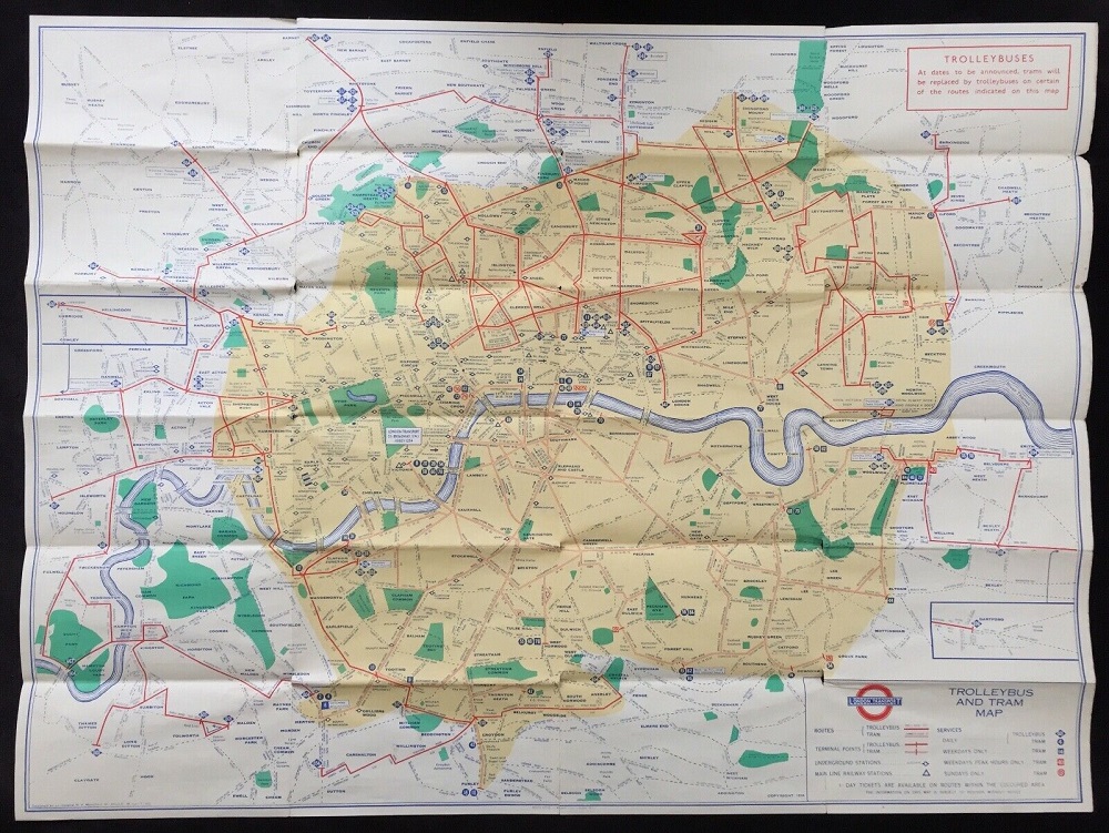 Trolleybus and Tram Map. Issued free. 55 Broadway, Westminster, S.W.I ...