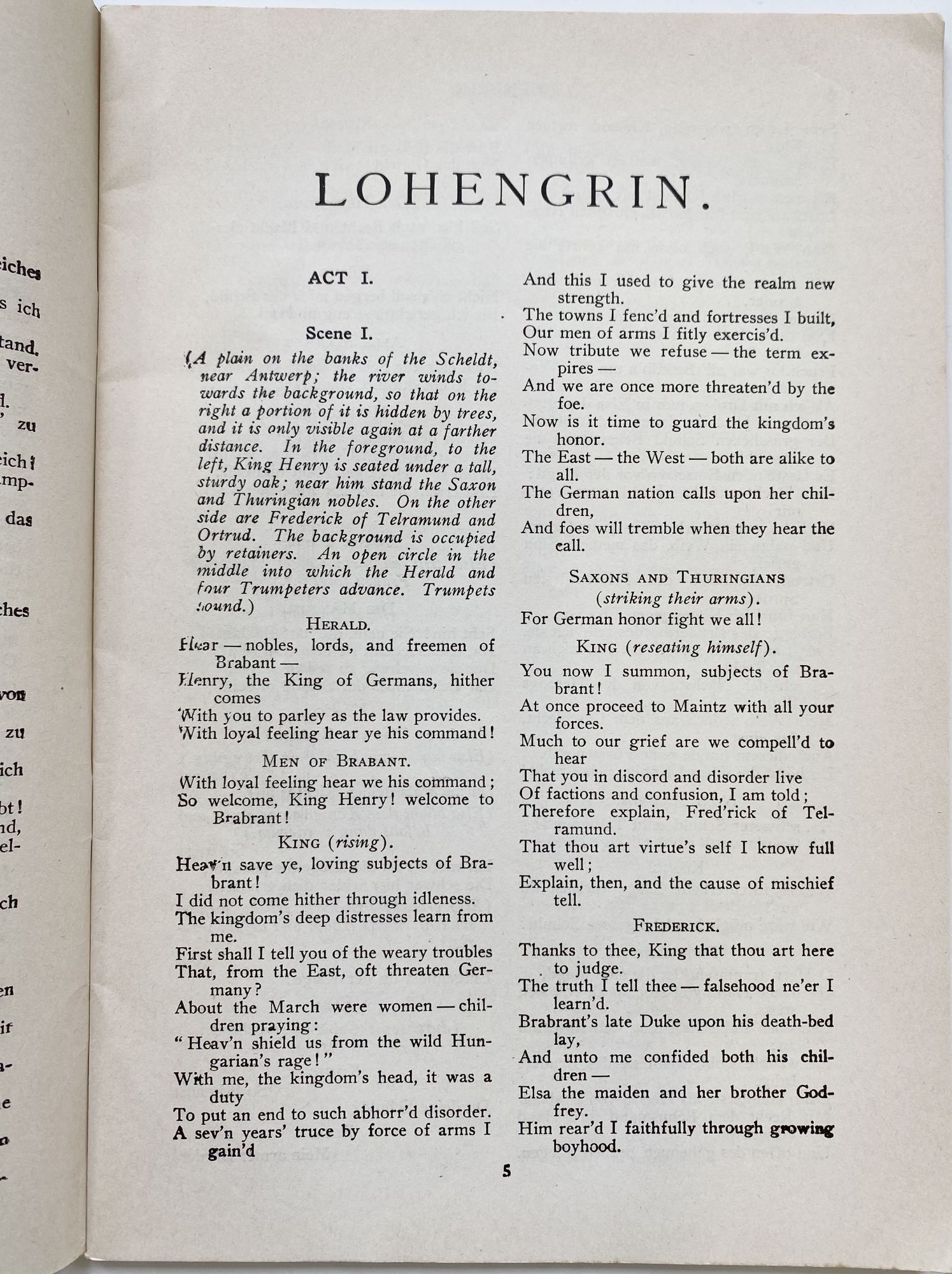 Lohengrin, Opera in Three Acts; Metropolitan Opera House Grand Opera ...