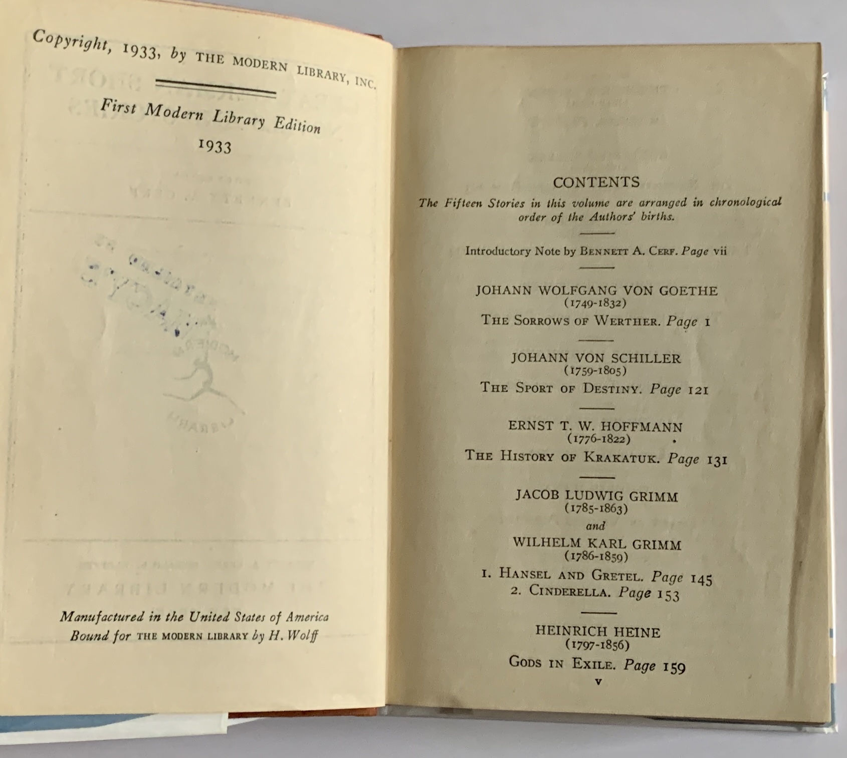 Great German Short Novels And Stories **FIRST MODERN LIBRARY EDITION ...