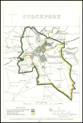 1868 Greater Manchester Boundary Commission Ordnance MAP PLAN STOCKPORT ...