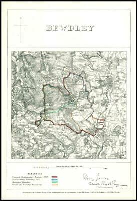 1868 Worcestershire Boundary Commission Ordnance MAP PLAN of BEWDLEY ...