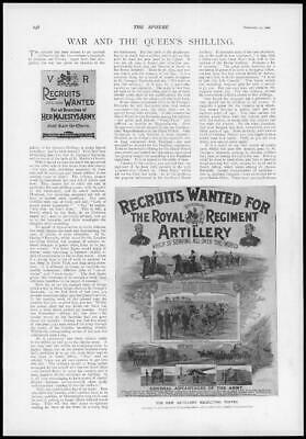 1900 BOER WAR New Artillery Recruiting Poster Queens Shilling (63 ...