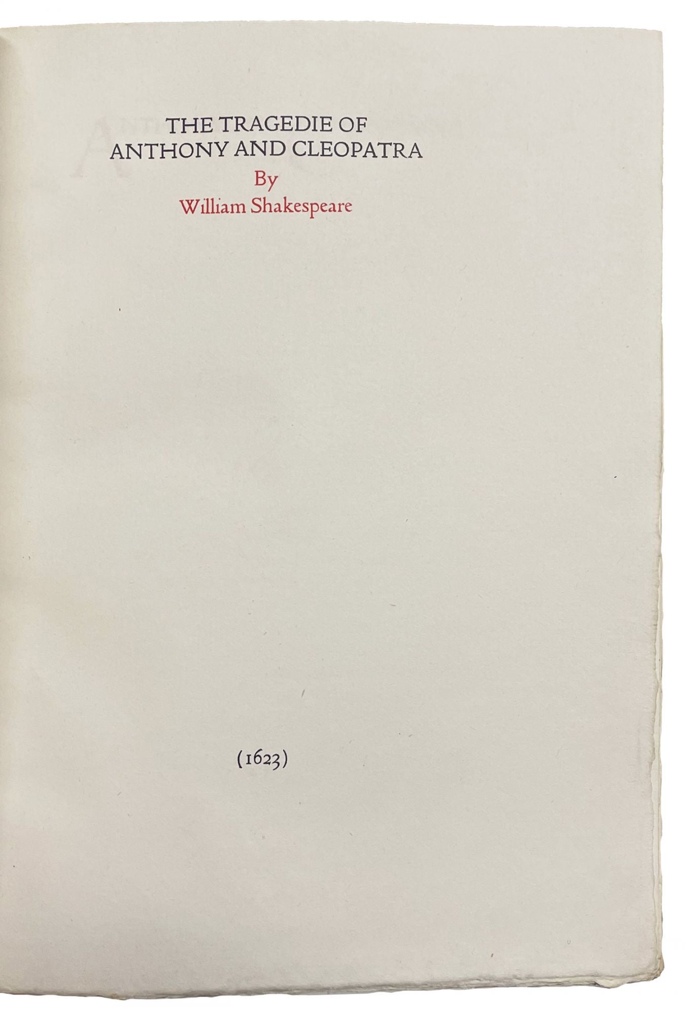 The Tragedie of Anthony and Cleopatra by Shakespeare, William; Cobden ...