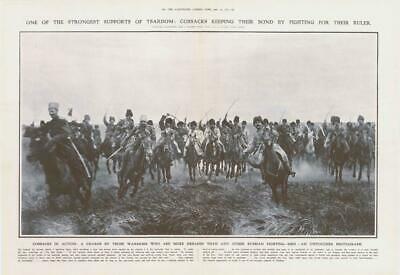 1915 WWI Cossacks in Action Russian Horseback Swords Bayonets (DP10 ...