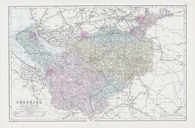 1883 Large Map of CHESHIRE Ordnance Survey by Bacon (BO5) | Antique ...