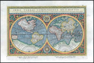 1597/8 Antique WORLD Map ORBIS TERRAE COMPENDIOSA DESCRIPTIO by Magini (G63) | Antique Paper Company