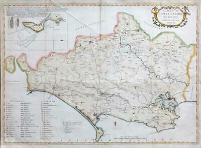 1773 Large map of DORSET Dorsetshire by J Bayley inset of Portland ...