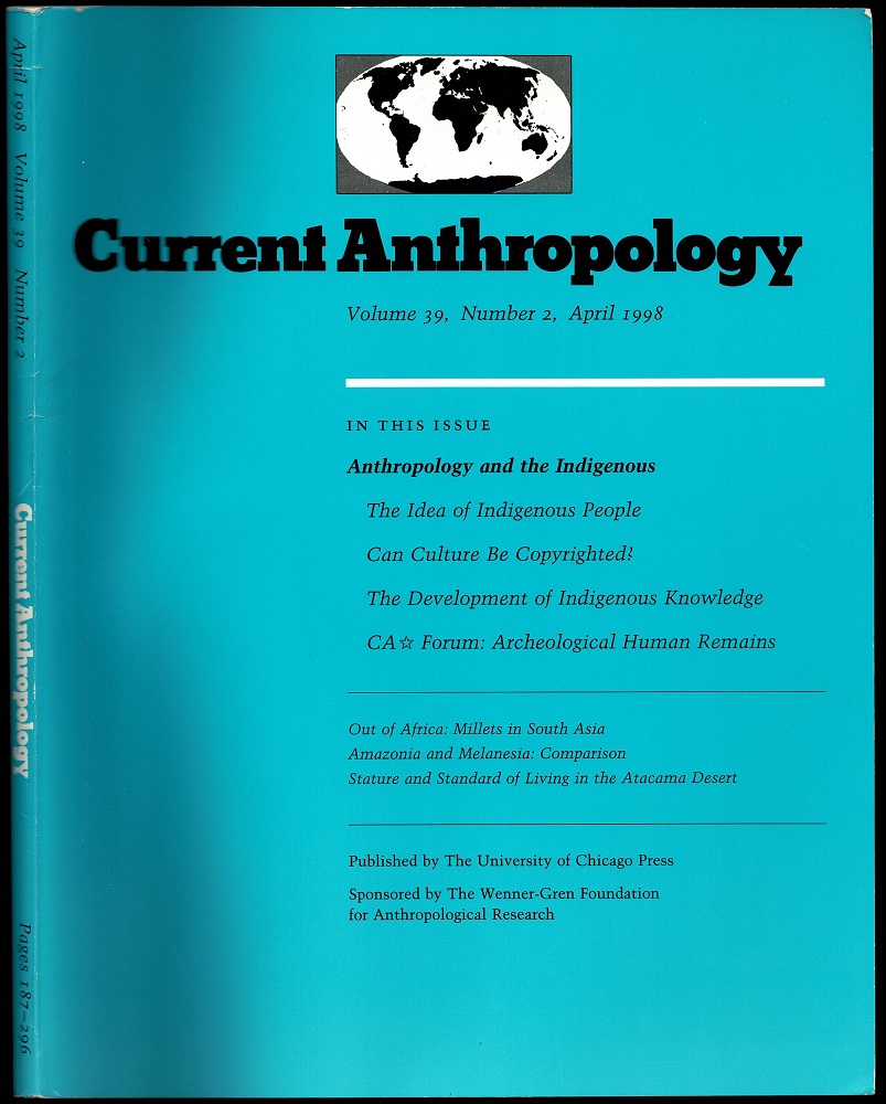 The Idea of Indigenous People in Current Anthropology Volume 39 Volume ...
