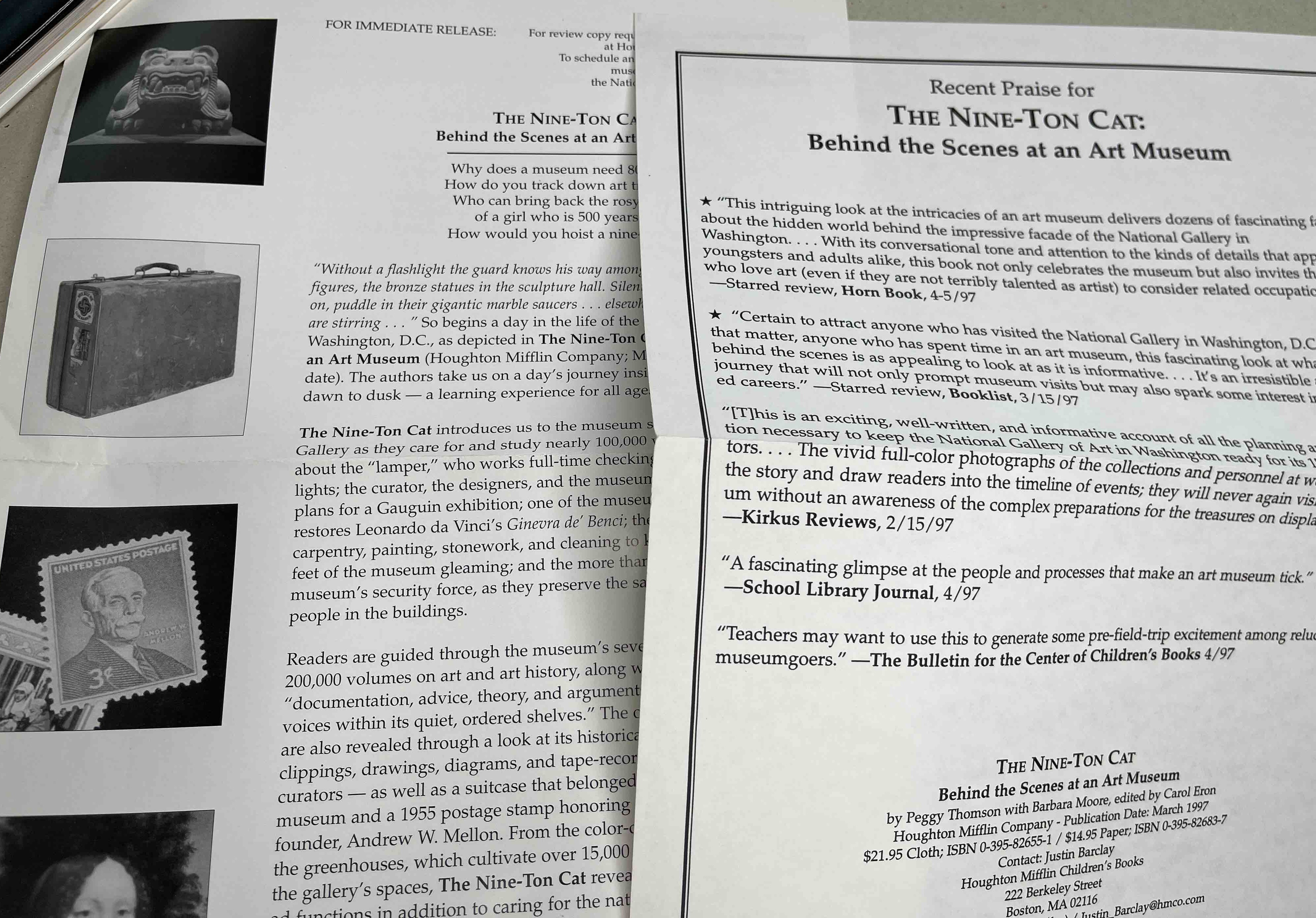 THE NINE-TON CAT: Behind the Scenes at an Art Museum. by Thomson, Peggy ...