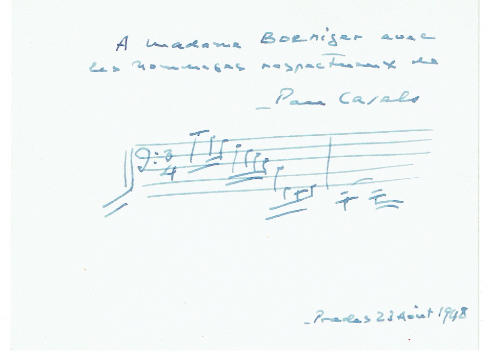 Eigenhändiges musikalisches Albumblatt mit Unterschrift. by Casals ...